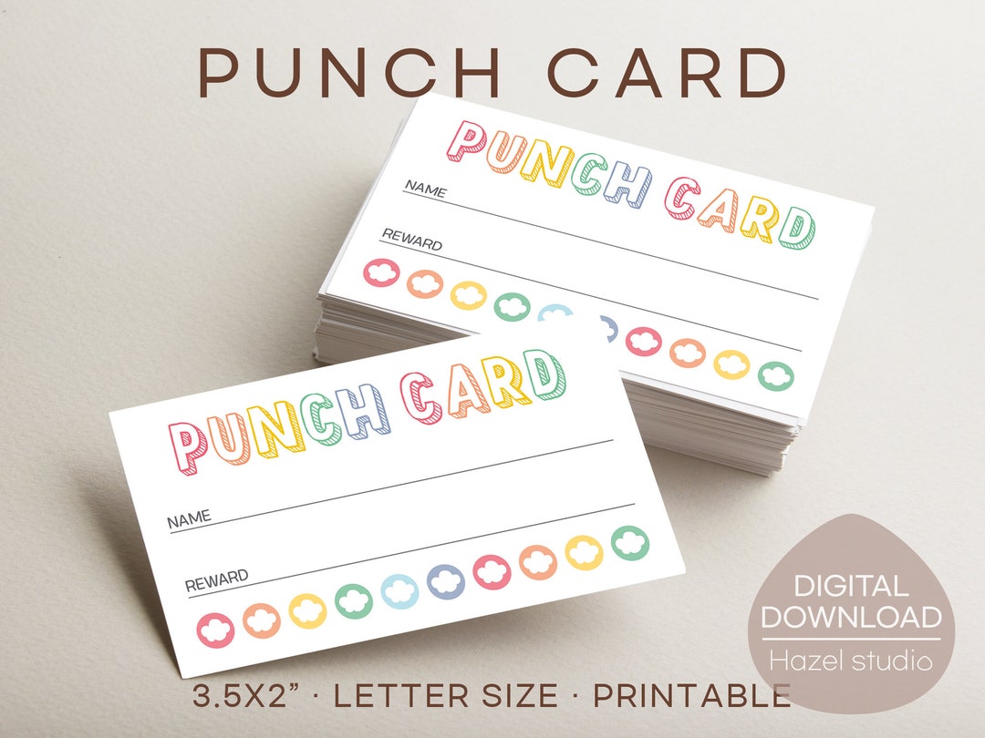 Reward Punch Card, Rainbow Punch Card, Classroom Incentive, Kids ...