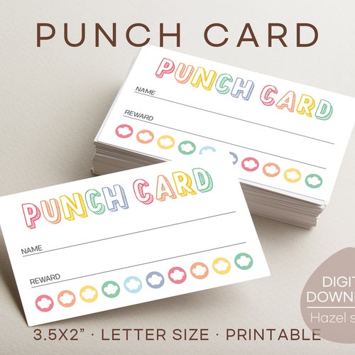 Reward Punch Card Rainbow Punch Card Classroom Incentive - Etsy