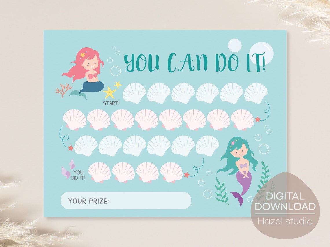 Mermaid Reward Chart Girl Behavior Chart Chore Chart - Etsy