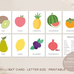 Fruits Flash Cards, Learning Cards, Montessori Materials, Homeschool ...