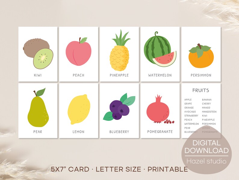 Fruits Flash Cards Learning Cards Montessori Materials - Etsy