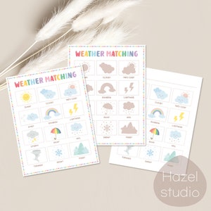 Weather Matching Game, Preschool Worksheet, Toddler Busy Book, Learning ...