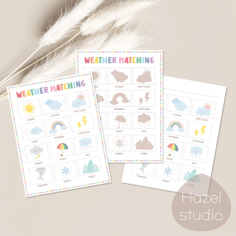 Weather Matching Game Preschool Worksheet Toddler Busy Book - Etsy