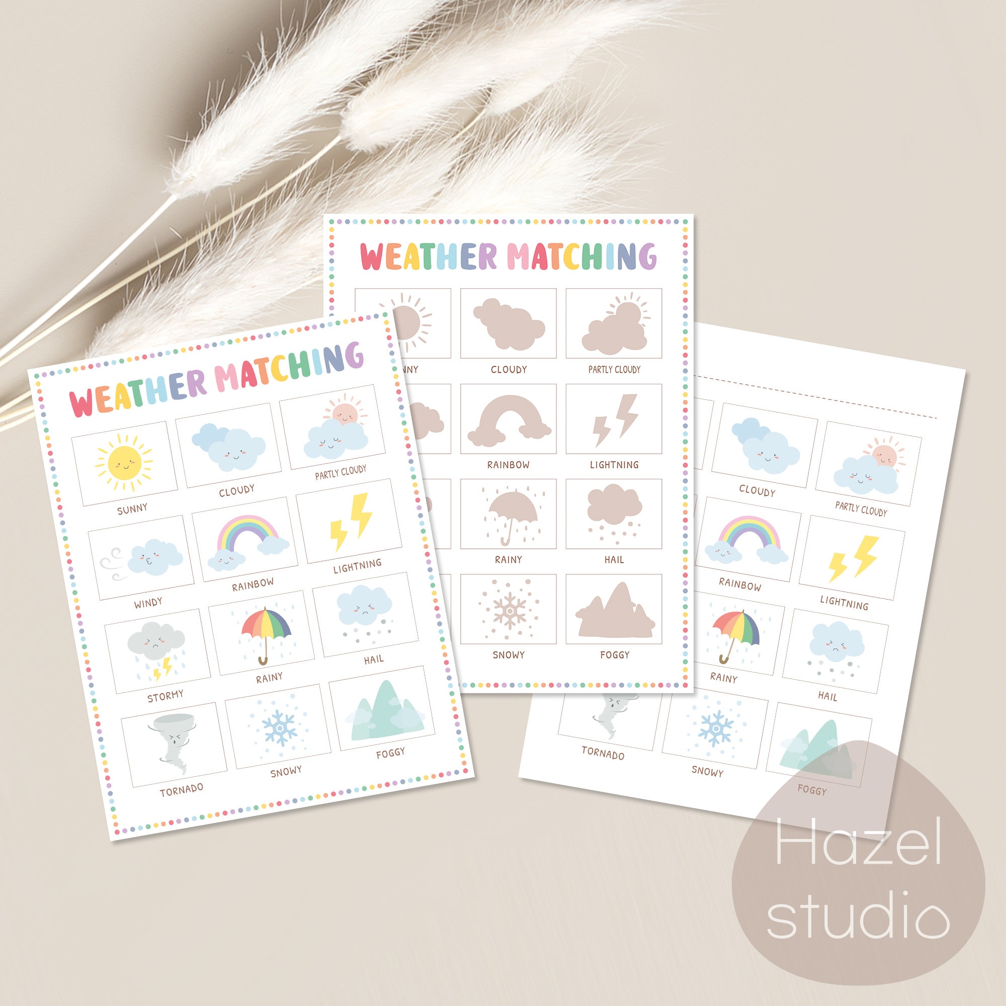 Weather Matching Game Preschool Worksheet Toddler Busy Book - Etsy Canada