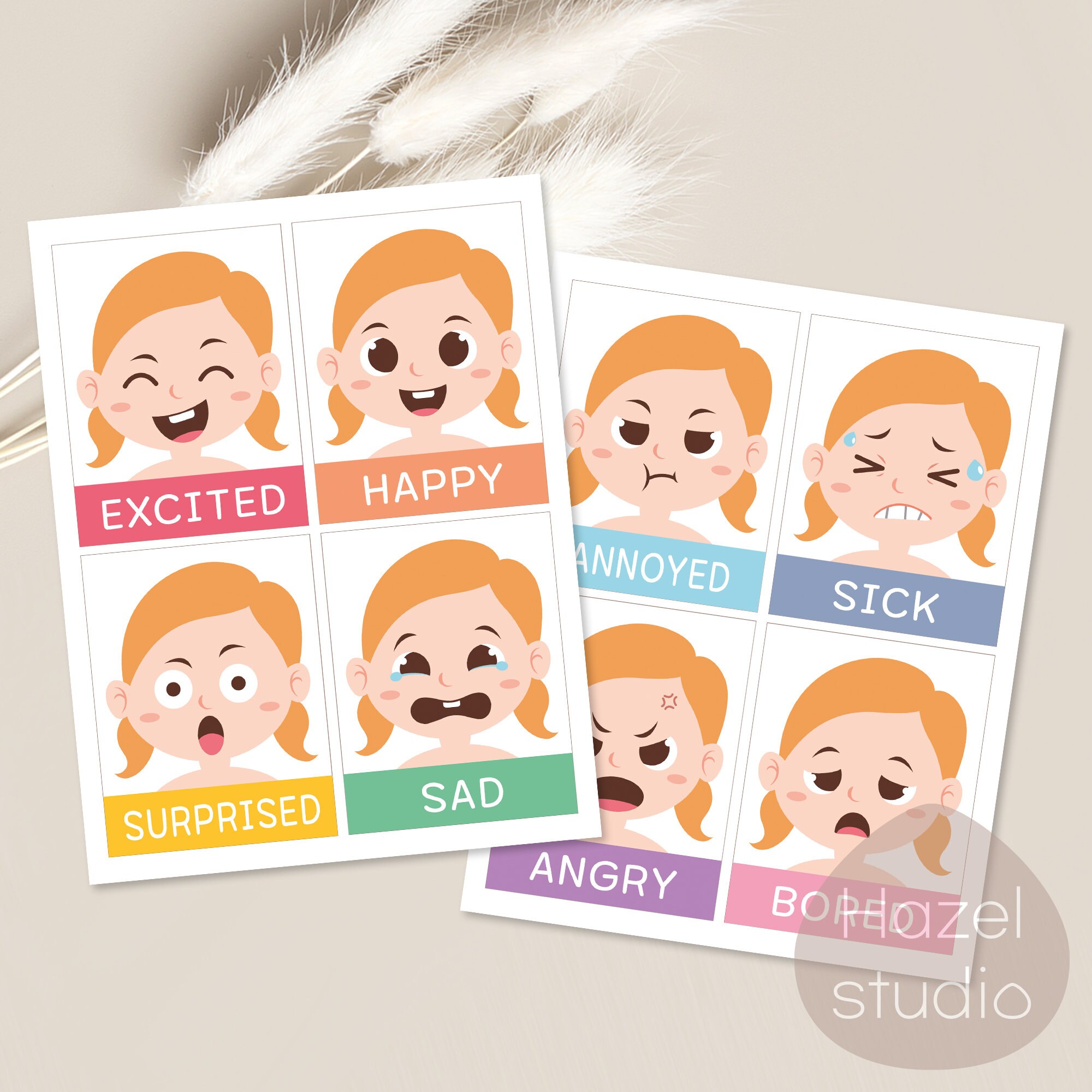 Emotions Matching Game: Feelings Chart, Preschool Activity (digital ...