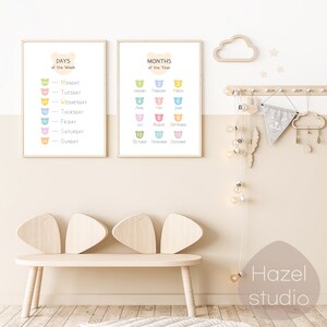 Classroom Posters Set of 2, Days of the Week, Months of the Year Poster ...