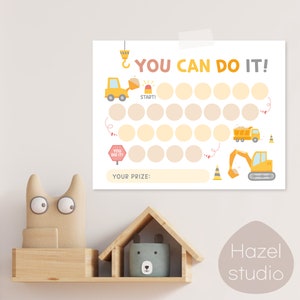 Boy Reward Chart, Construction Truck Behavior Chart for Boy, Toddler ...