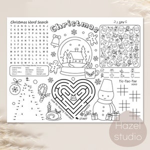 Kids Christmas Activity Mat, Coloring&activity Place Mat for Kids, Kids ...