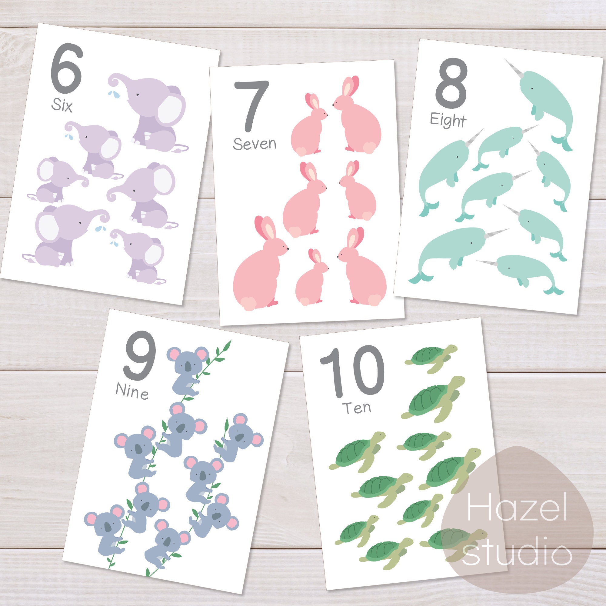 Number Flash Cards Animal Number Cards Montessori Materials - Etsy Canada