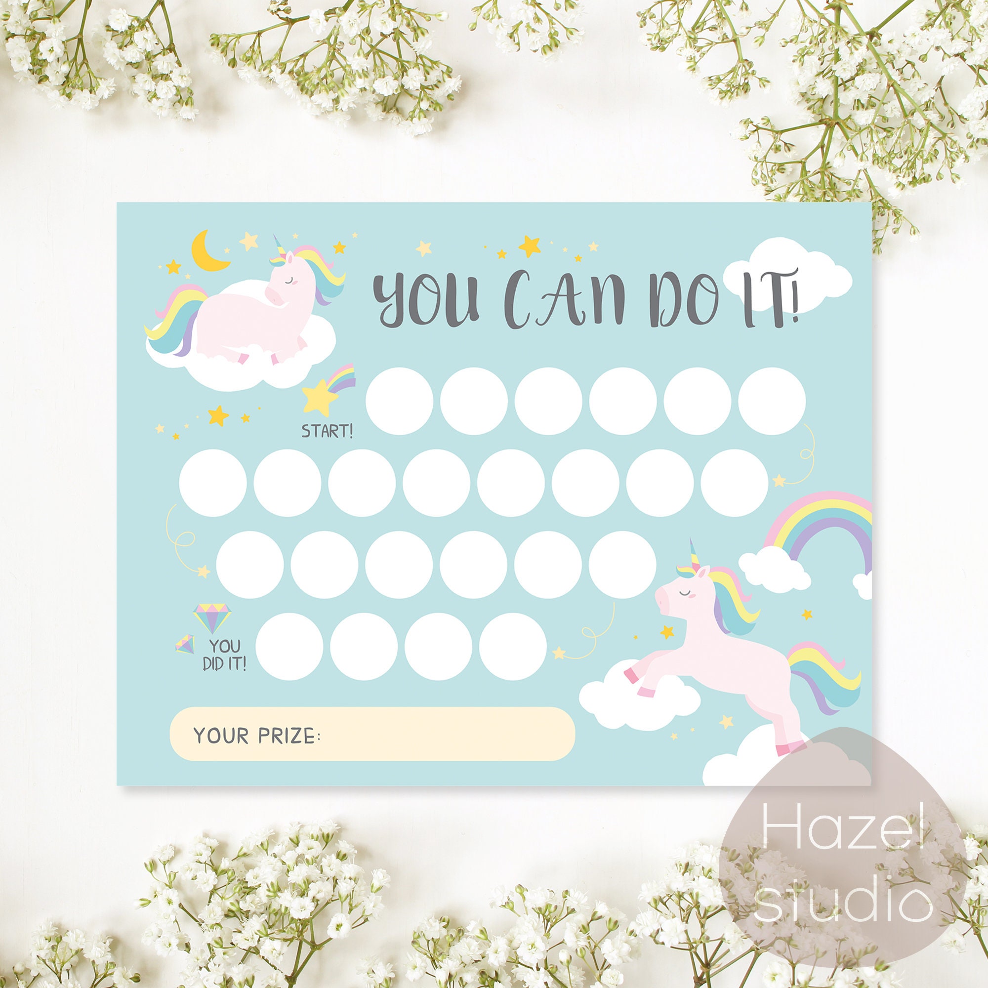 Unicorn Reward Chart: Rainbow Behavior & Chore Tracker (digital ...