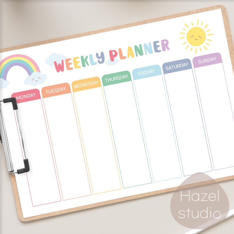 Kids Planner Bundle Rainbow Planner Set Weekly Planner - Etsy