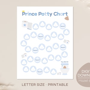 Prince Potty Reward Chart, Boy Behavior Chart, Toddler Routine Sheet ...
