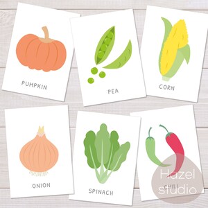 Vegetables Flash Cards, Learning Cards, Montessori Materials ...