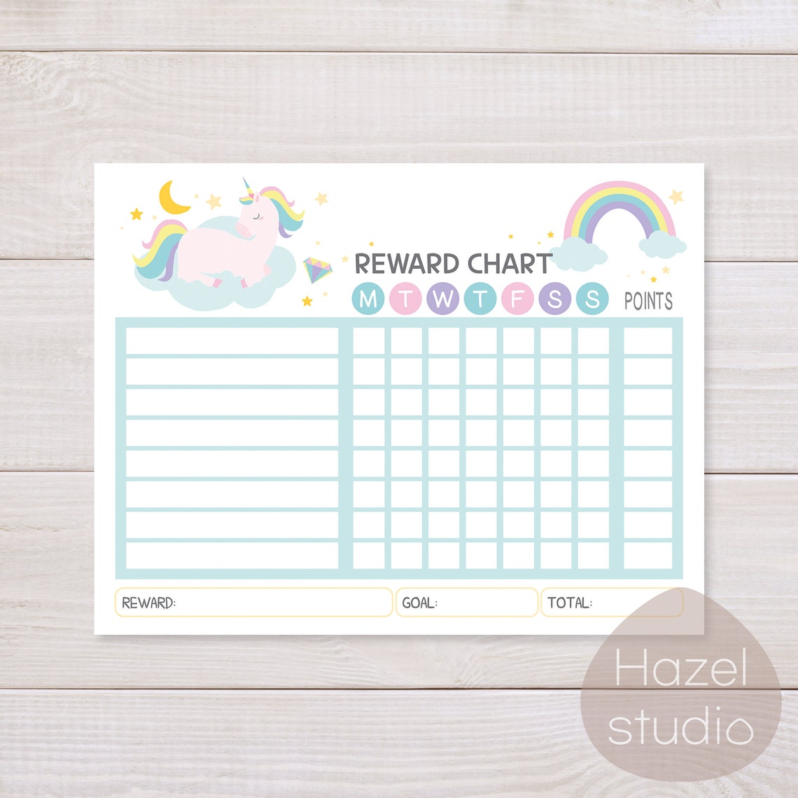Unicorn Reward Chart Rainbow Behavior Chart Weekly Chore - Etsy