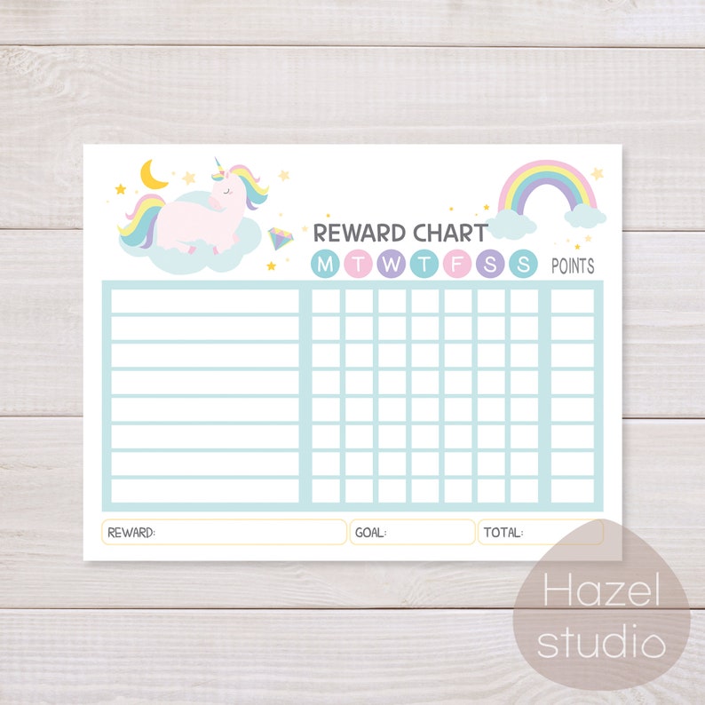 Unicorn Reward Chart Rainbow Behavior Chart Weekly Chore | Etsy