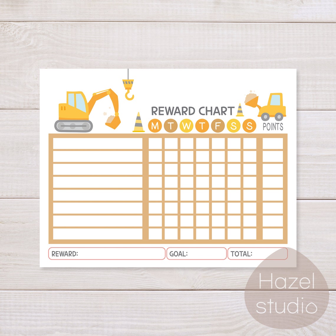 Boy Reward Chart Construction Truck Behavior Chart for Boy - Etsy