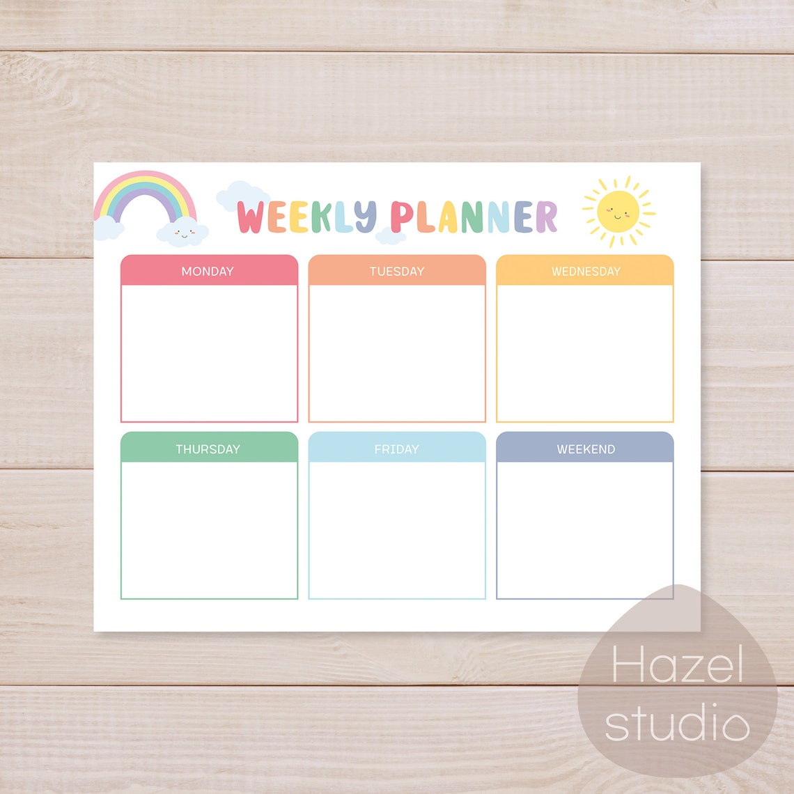 Kids Weekly Planner Rainbow Daily Planner Homeschool - Etsy