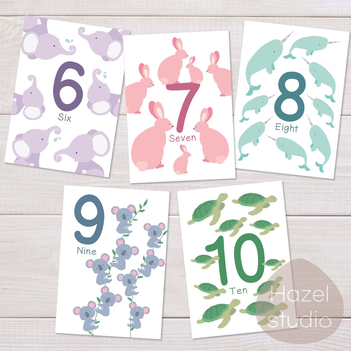 Number Flash Cards Animal Number Cards Montessori Materials - Etsy