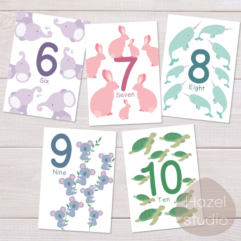 Number Flash Cards Animal Number Cards Montessori Materials - Etsy