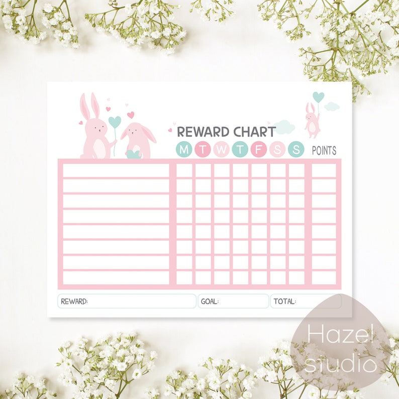 Bunny Reward Chart Rabbit Sticker Behavior Chart Weekly Kids - Etsy