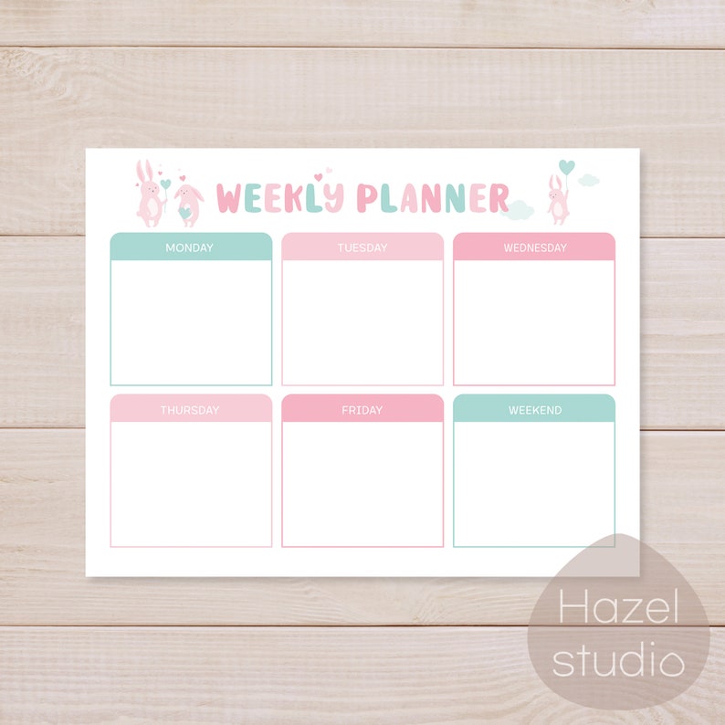 Kids Weekly Planner Girl Daily Planner Homeschool Planner - Etsy