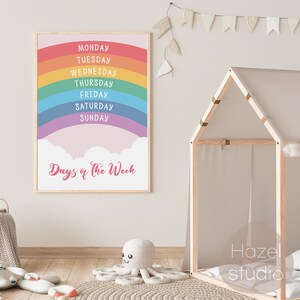 Days of the Week Poster, Rainbow Print, Montessori Homeschool ...