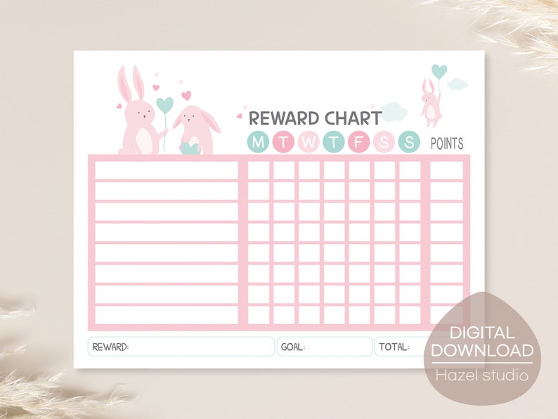 Bunny Reward Chart Rabbit Sticker Behavior Chart Weekly Kids - Etsy