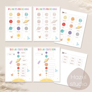 Solar System Matching Game, Planets Activity, Space Learning Binder ...