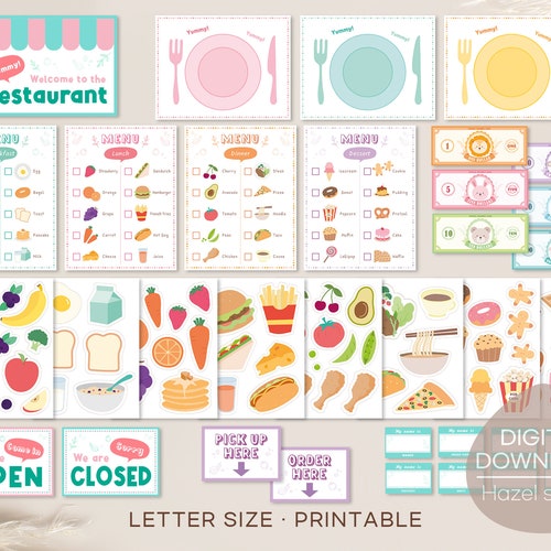 Pretend Play RESTAURANT SET Printables Instant PDF Download - Etsy