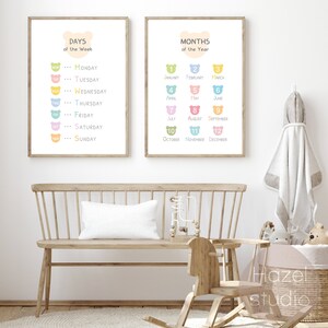 Classroom Posters Set of 2, Days of the Week, Months of the Year Poster ...