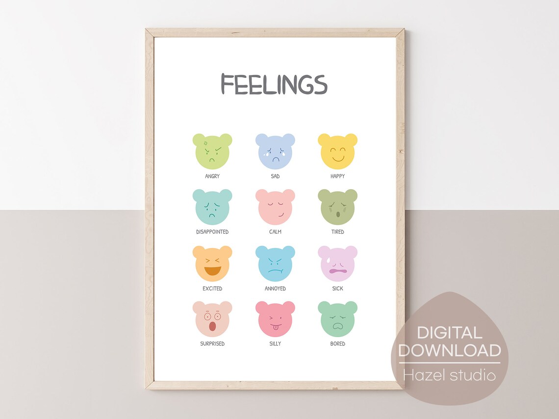 Rainbow Feelings Chart Emotions Poster Montessori Homeschool - Etsy