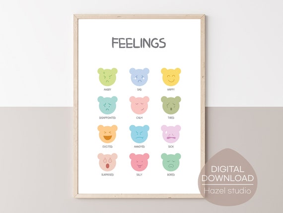 Rainbow Feelings Chart Emotions Poster Montessori Homeschool - Etsy