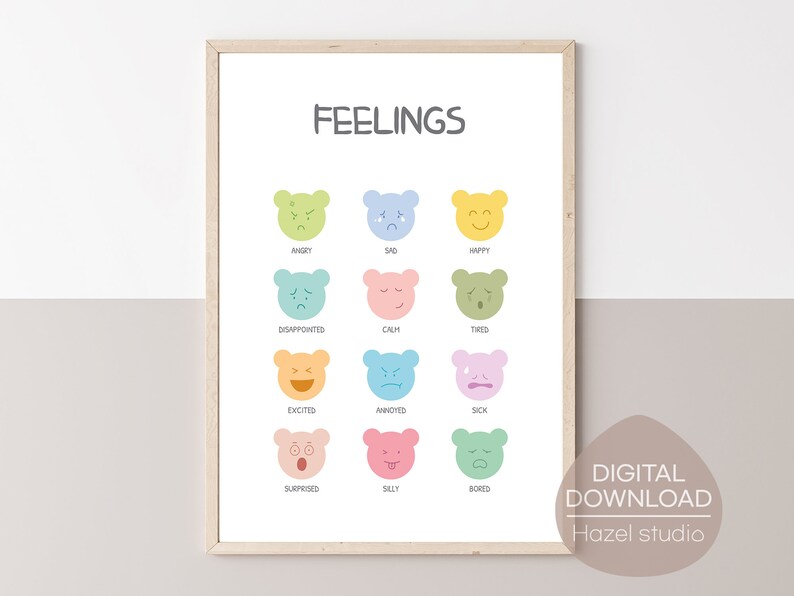 Rainbow Feelings Chart Emotions Poster Montessori Homeschool - Etsy