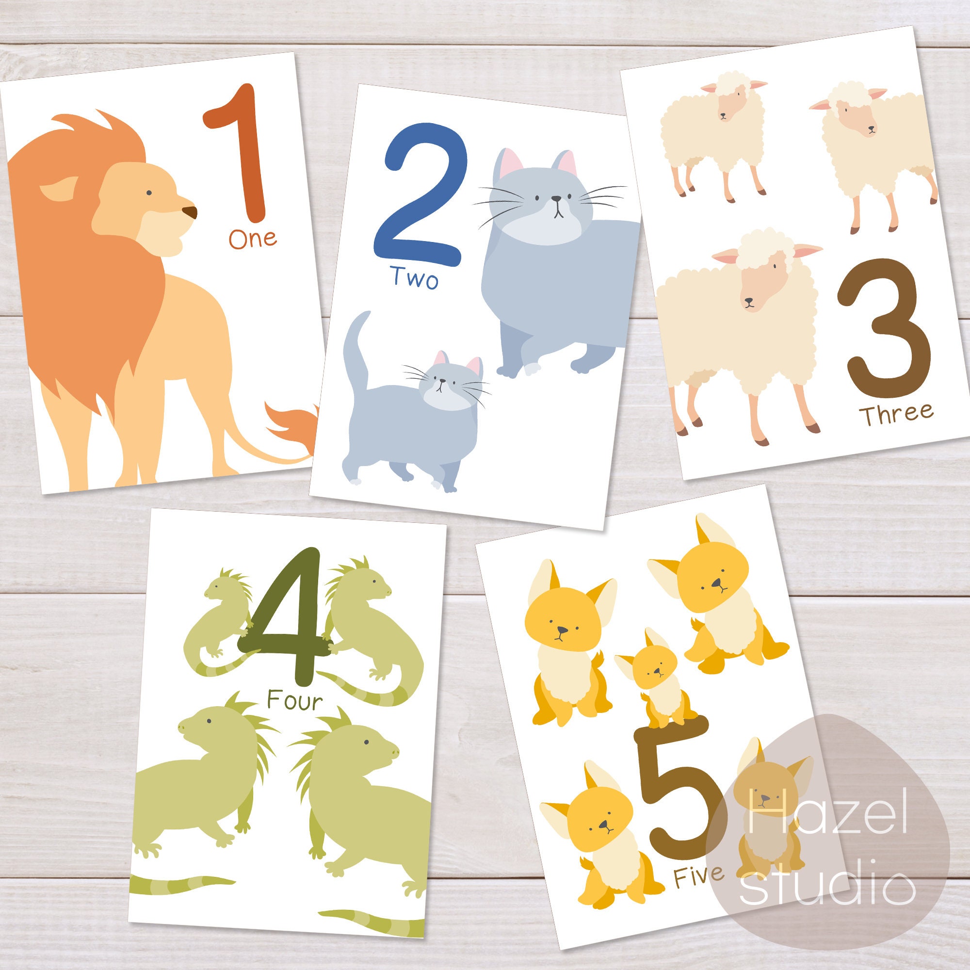 Number Flash Cards Animal Number Cards Montessori Materials - Etsy