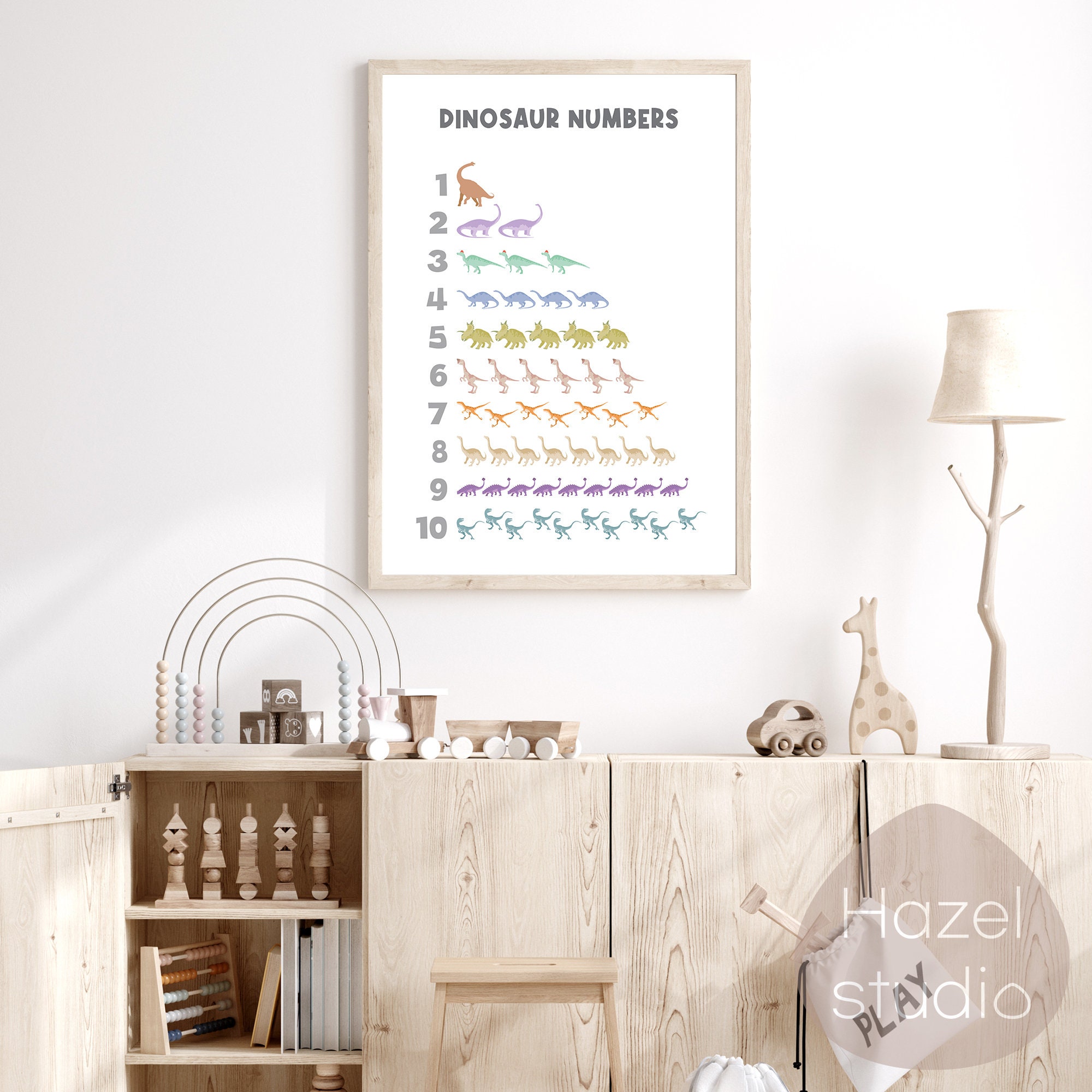 Dinosaur Numbers Poster 123 Poster Home School Montessori - Etsy