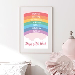 Days of the Week Poster, Rainbow Print, Montessori Homeschool ...