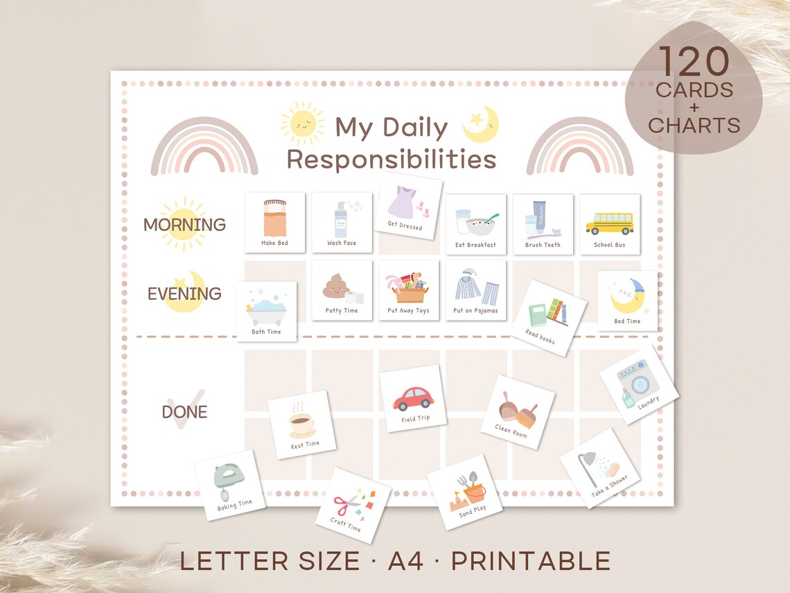 Daily Routine Cards & Chart Toddler Routine Checklist Daily - Etsy