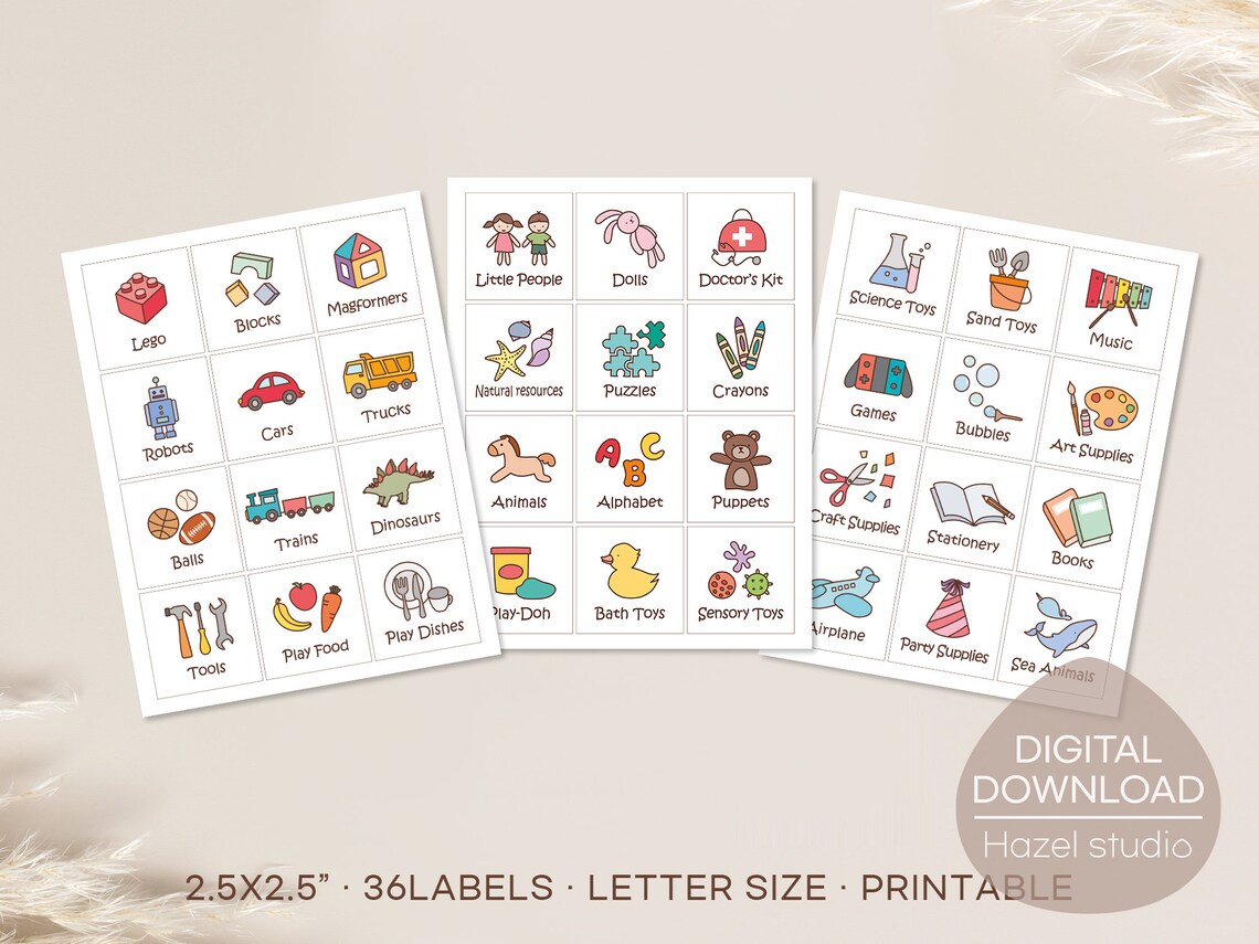 Kids Toy Room Storage Labels Organization 36 Labels Kids - Etsy