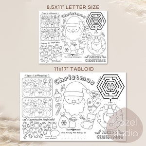 Kids Christmas Activity Mat, Coloring&activity Place Mat for Kids, Kids ...