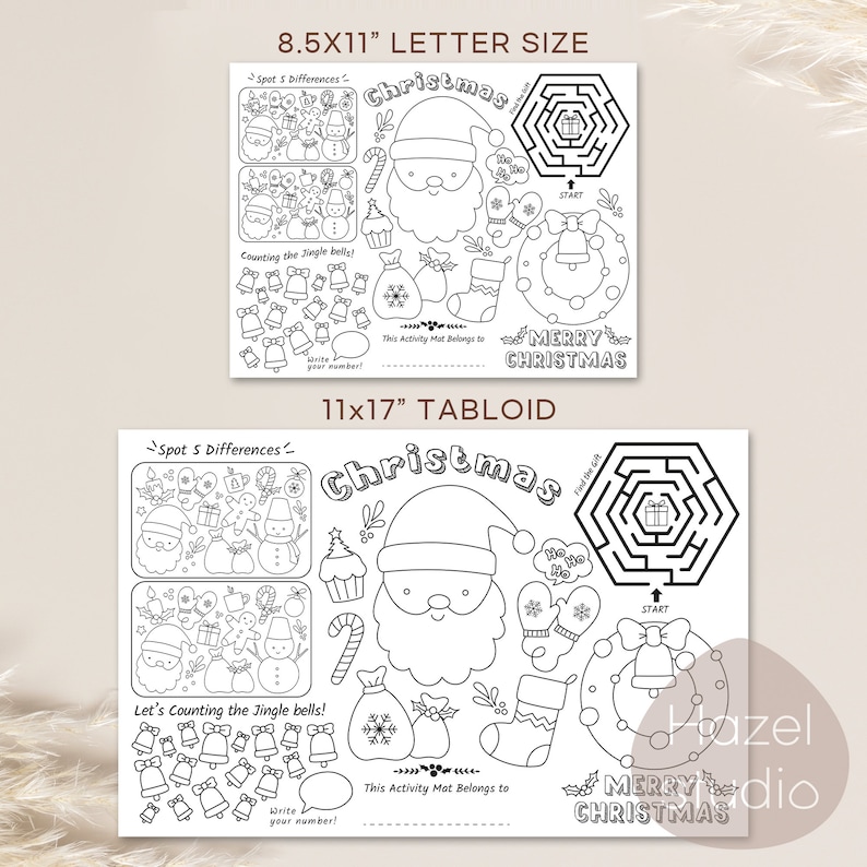 Kids Christmas Activity Mat Coloring&activity Place Mat for - Etsy