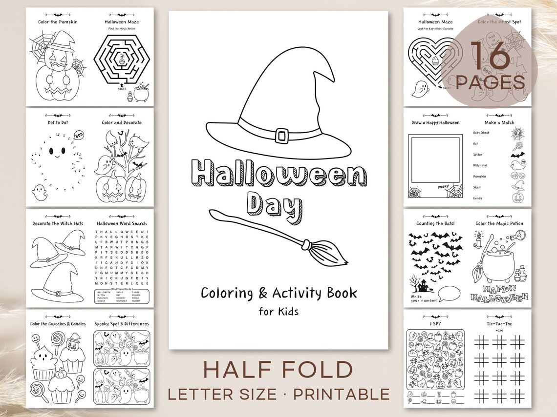 Kids Halloween Activity Book Coloring&activity Book for Kids - Etsy