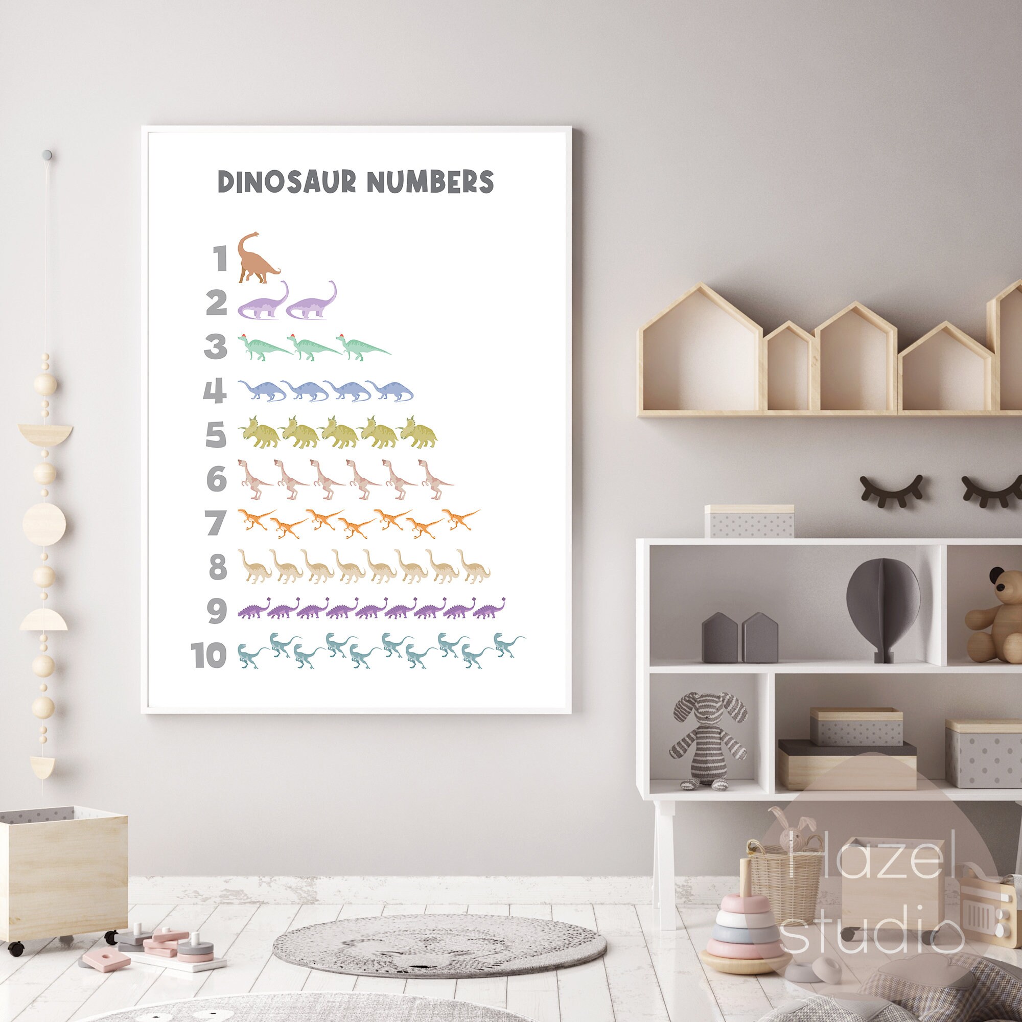Dinosaur Numbers Poster 123 Poster Home School Montessori - Etsy