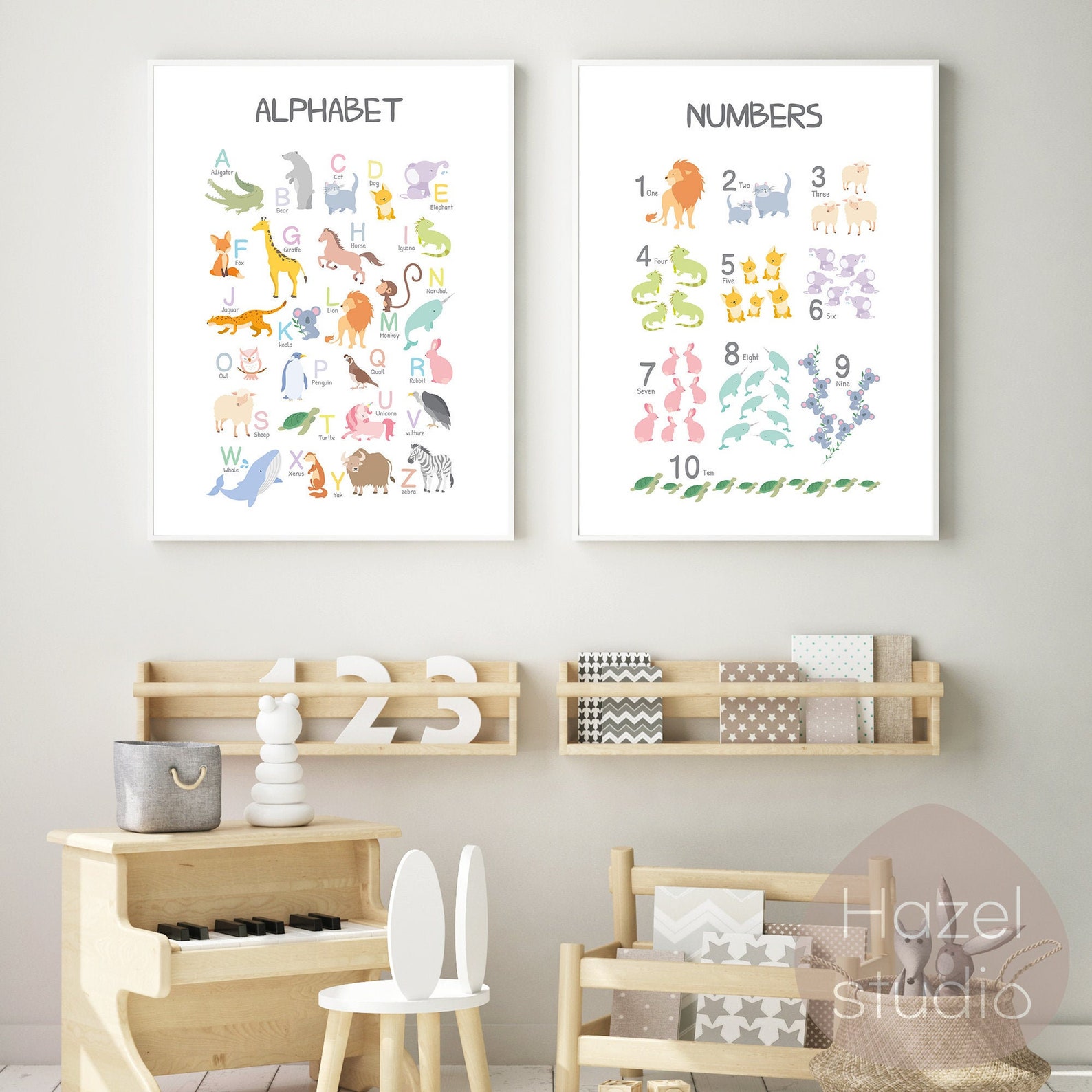 Educational Posters Set of 2 Alphabet Numbers Prints - Etsy