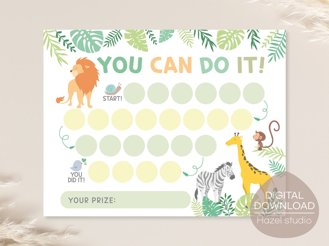 Animal Reward Chart Safari Behavior Chart for Kids Toddler - Etsy