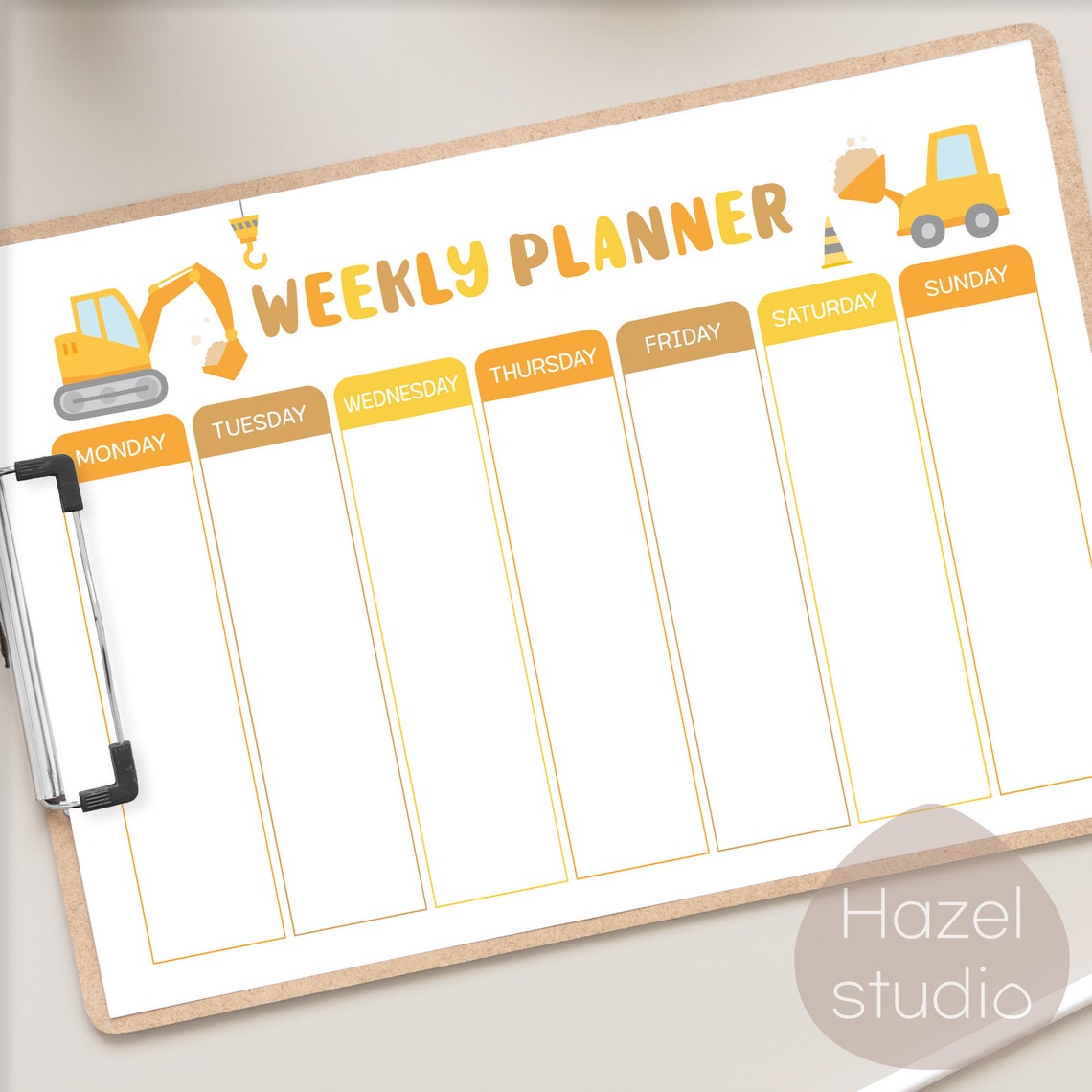 Boy Weekly Planner Construction Daily Planner Homeschool | Etsy
