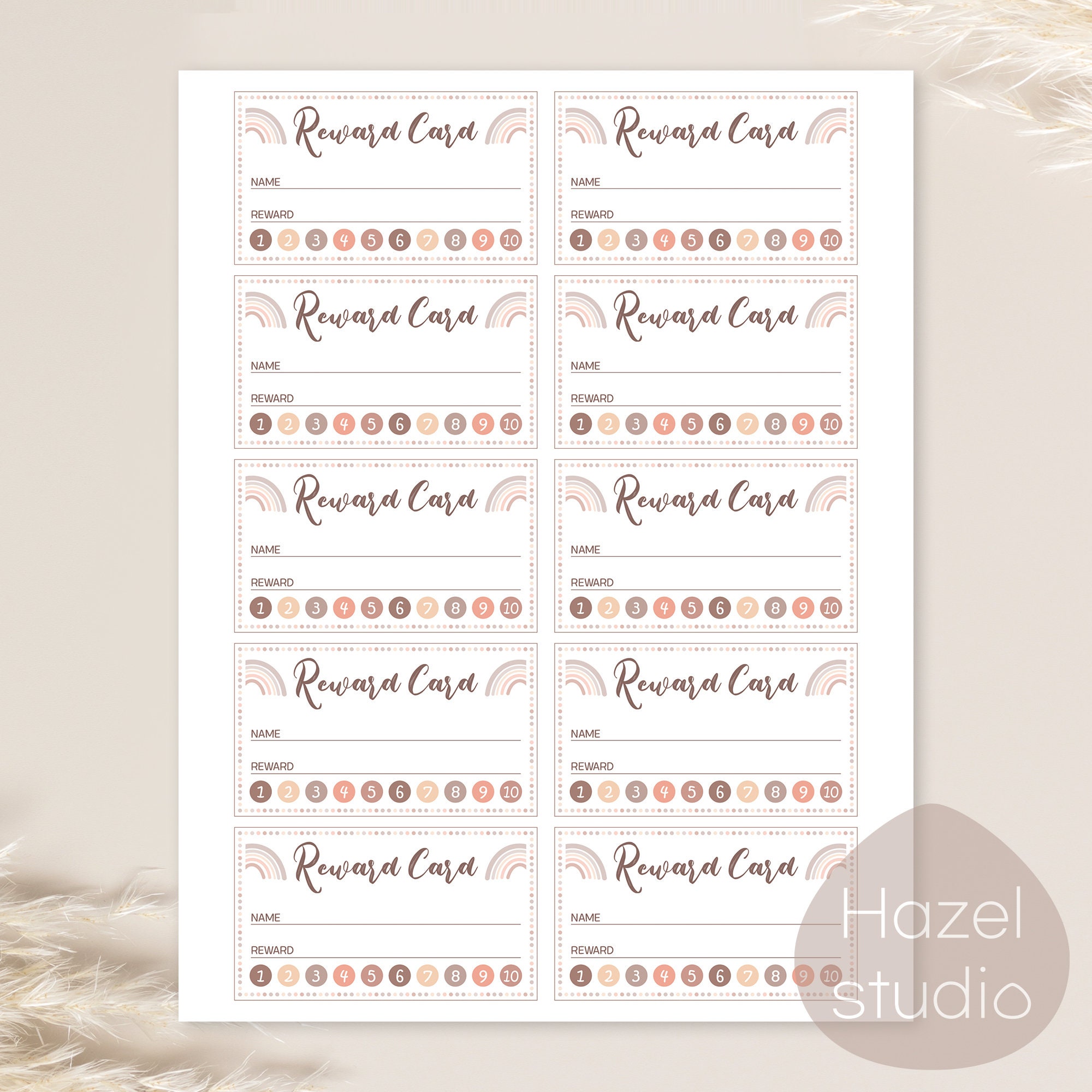 Reward Punch Card Boho Rainbow Punch Card Classroom - Etsy