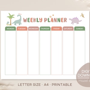 Boy Weekly Planner, Dinosaur Daily Planner, Homeschool Planner, Kids ...