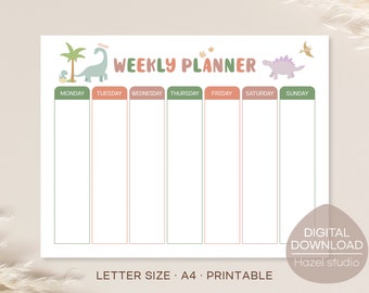 Dinosaur Monthly Planner, Boy or Girl Daily Planner, Homeschool Planner ...