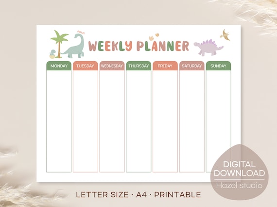 Boy Weekly Planner Dinosaur Daily Planner Homeschool | Etsy
