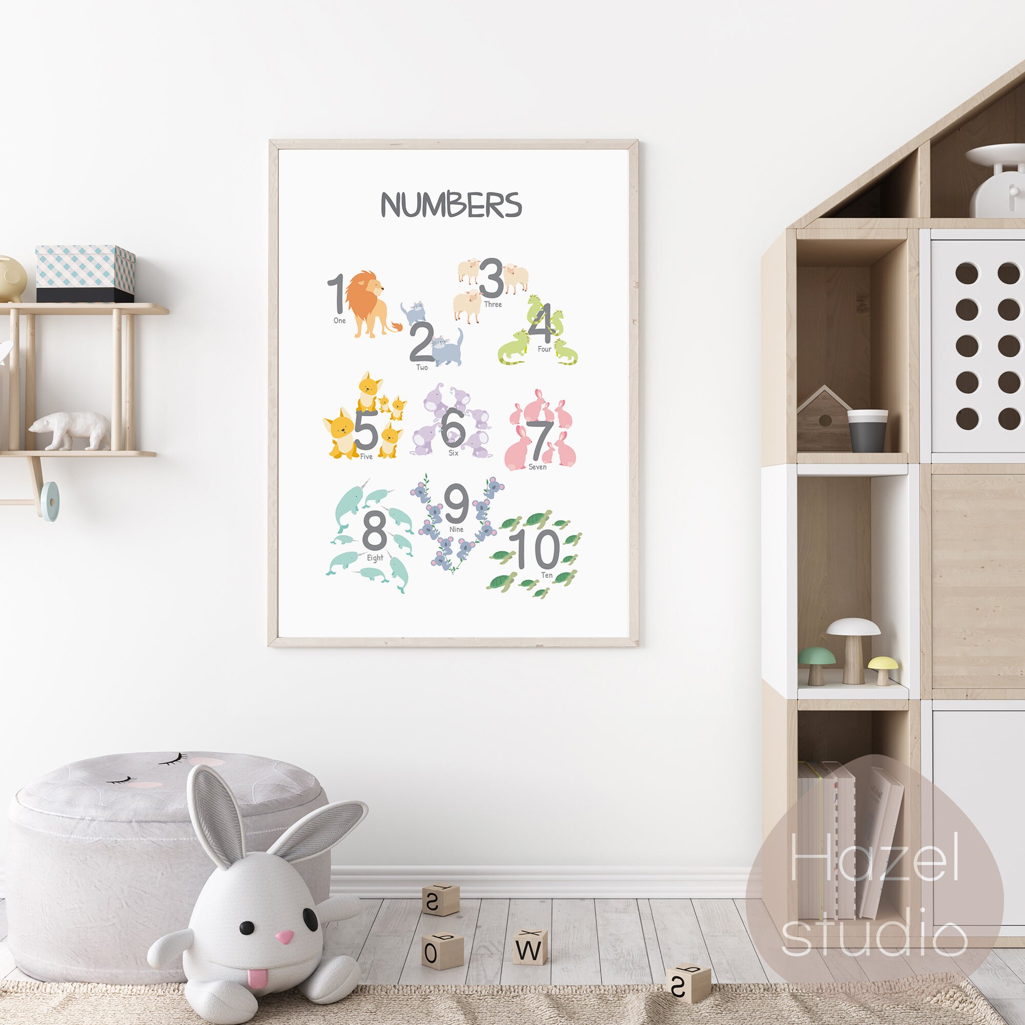 Numbers Poster Animal Counting Numbers Home School | Etsy